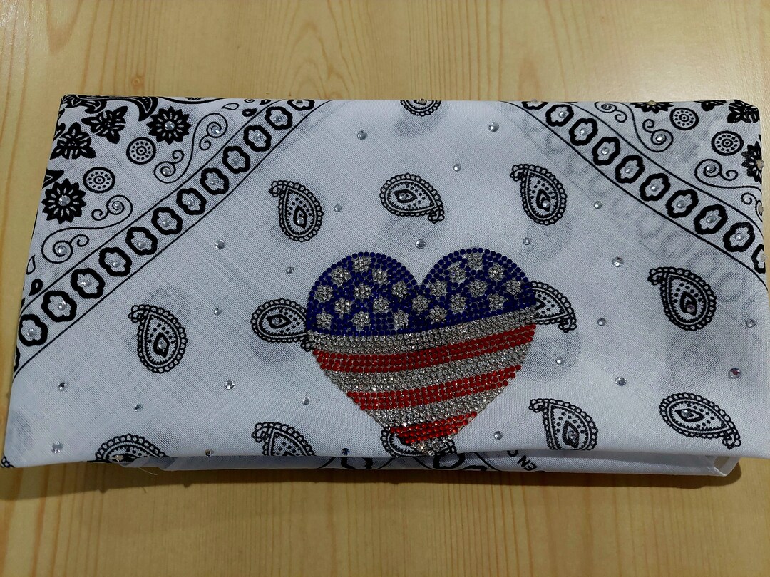 Rhinestone Heart Bandana | Stars and Stripes | 4th of July | Biker ...