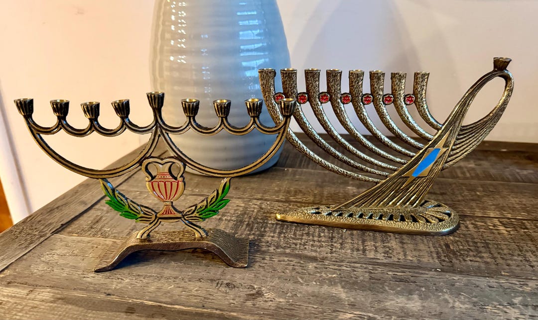 Brass Hanukkah Menorahs From Israel - Etsy
