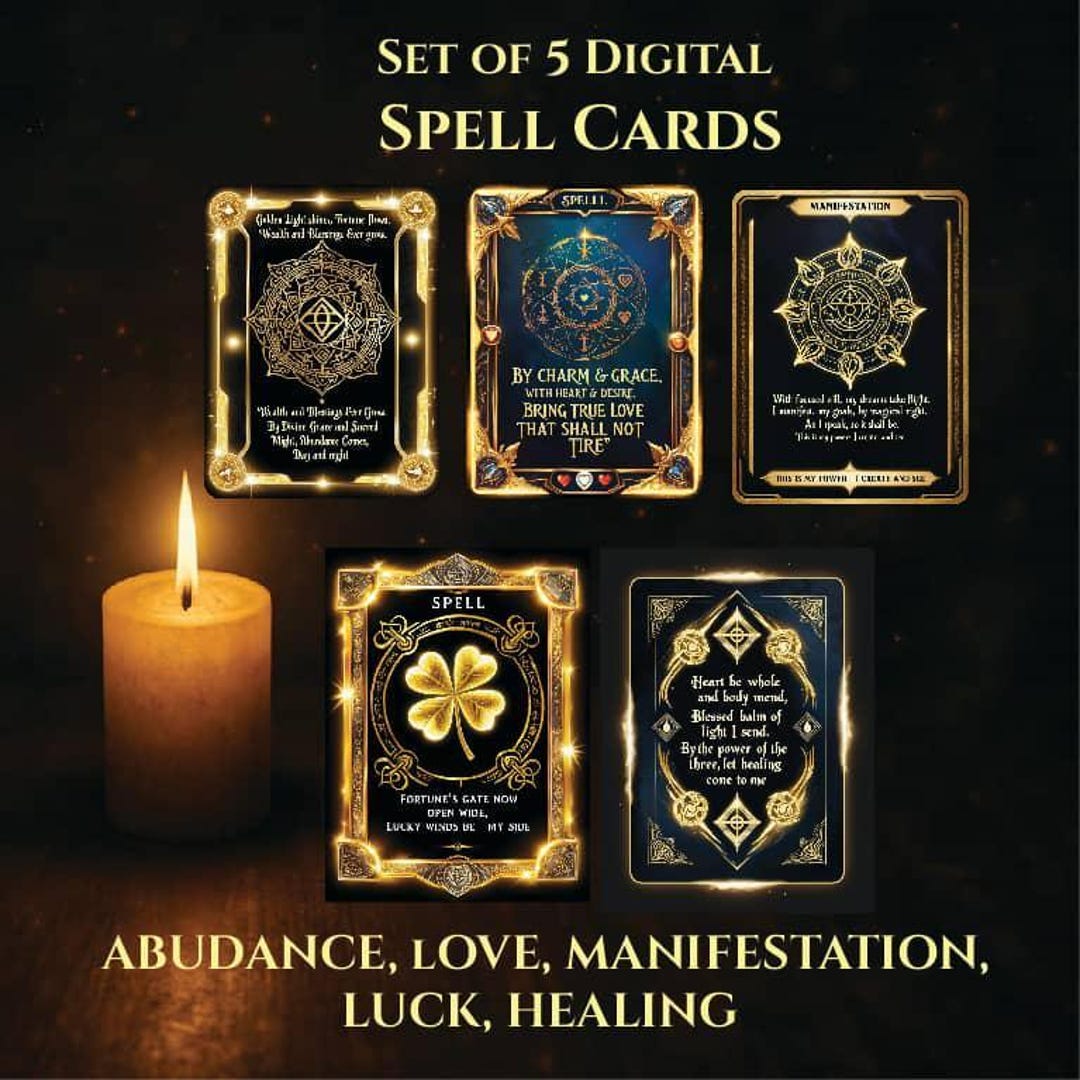 Witch Spell Cards for Manifestation and Abudance Healing | Love | Luck ...