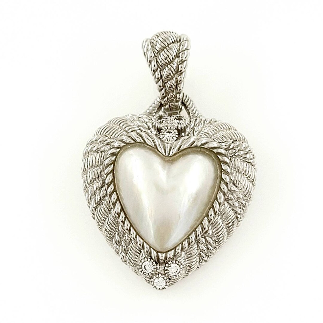 Judith Ripka Pendant MOP CZ Heart Enhancer, Sterling Silver, Mother of ...