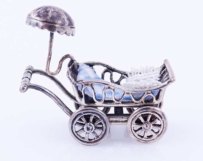Sterling Silver Baby Carriage Miniature Vintage Dollhouse - Etsy