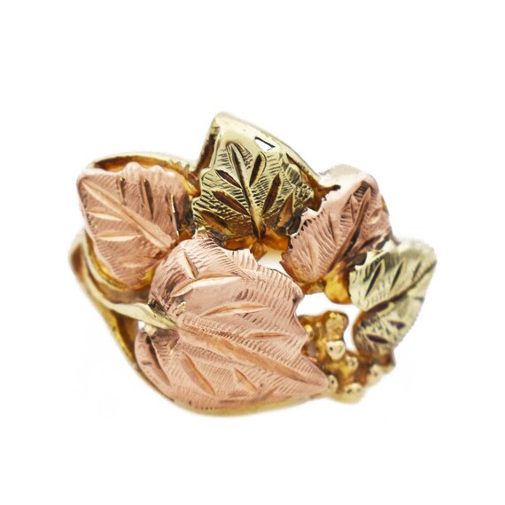 Black Hills Gold Five Leaf Ring, 10k Tri-color, Vinta… - Gem