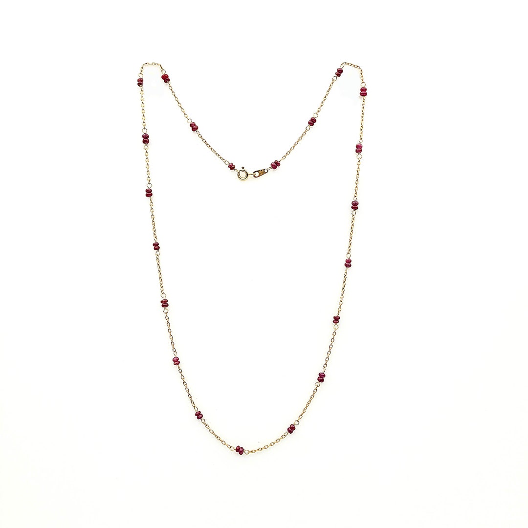 Ruby Station Italian Gold Necklace, Vintage, Estate, Beads, 18k Yellow - Etsy