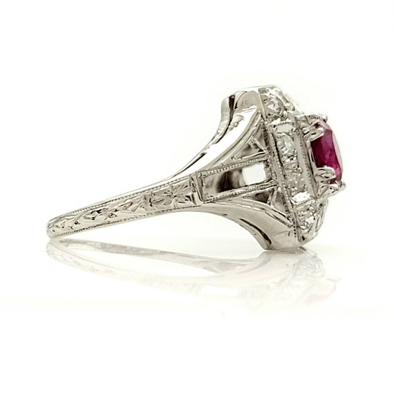 No Heat Ruby Diamond Ring, Untreated, Platinum, Vinta… - Gem
