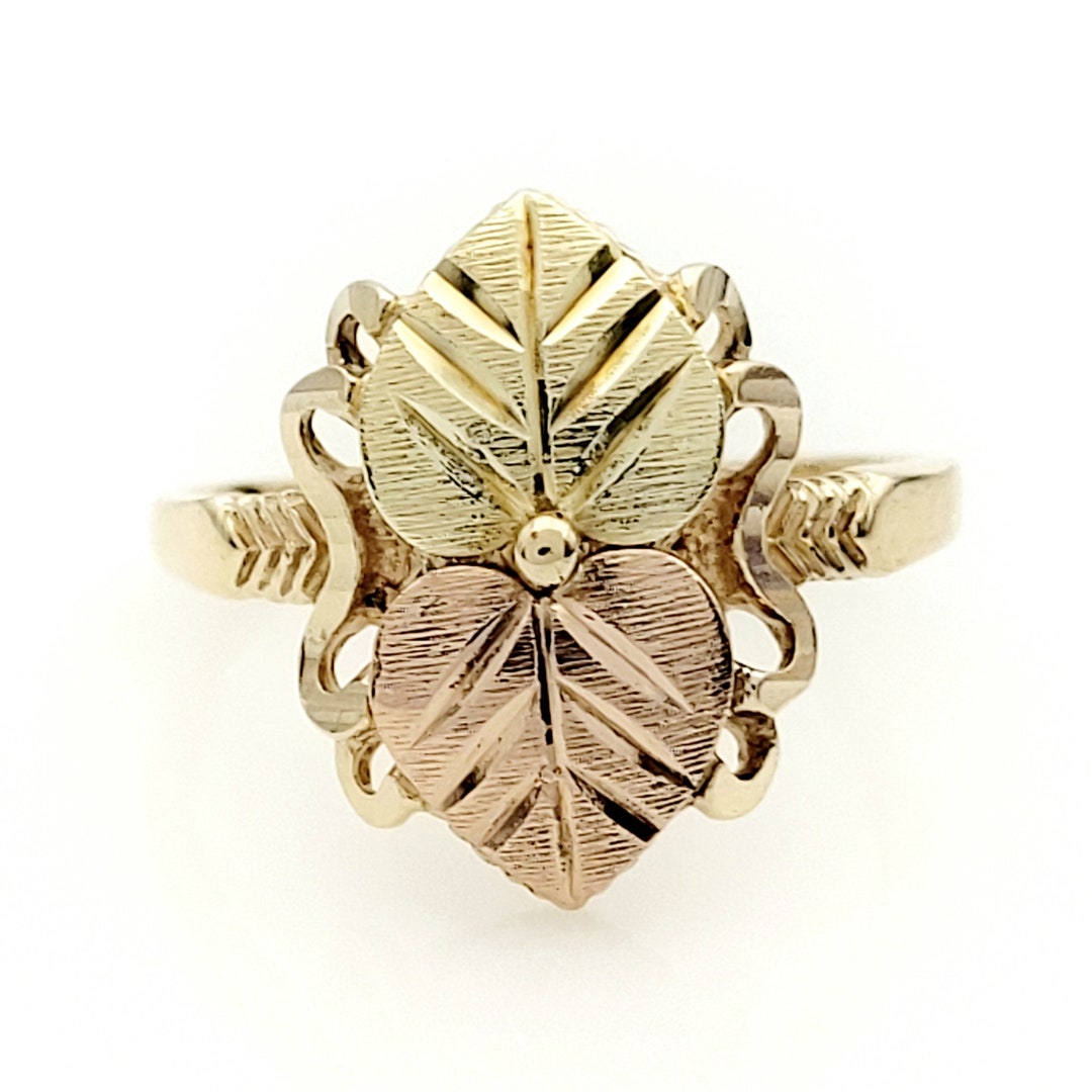 Black Hills Gold Leaf Ring, Tri-color Gold, 10k, Vintage, Estate - Etsy
