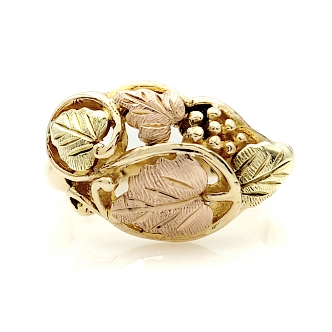 Black Hills Gold Tri-color Ring Leaf Leaves Grapes 10K - Etsy