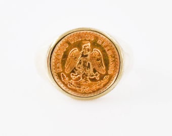 Mexican Gold Coin Ring, Dos Pesos Gold Ring, Gold Coin Ring, 2 Pesos ...