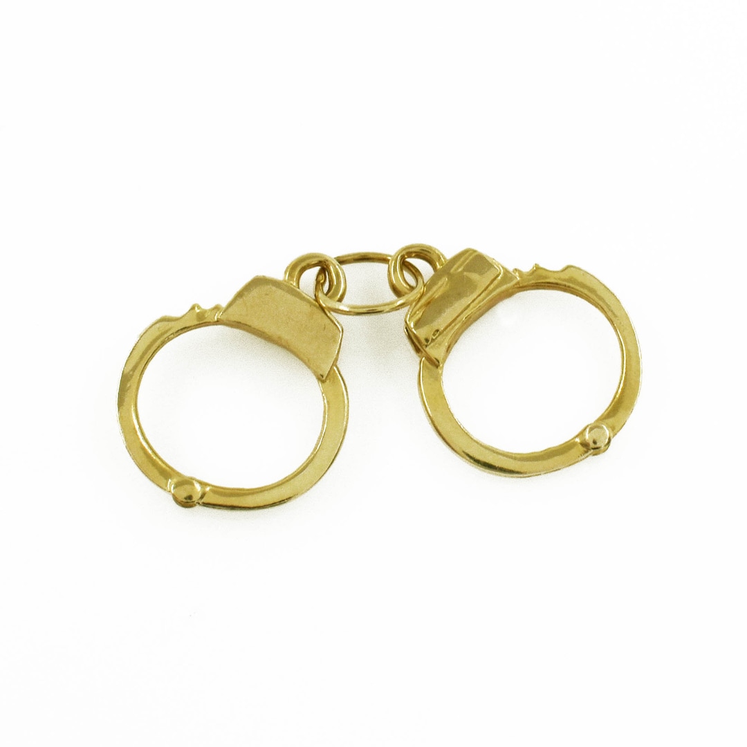 Handcuff Pendant Charm 10k Yellow Gold, Law Enforcement, Restraints ...