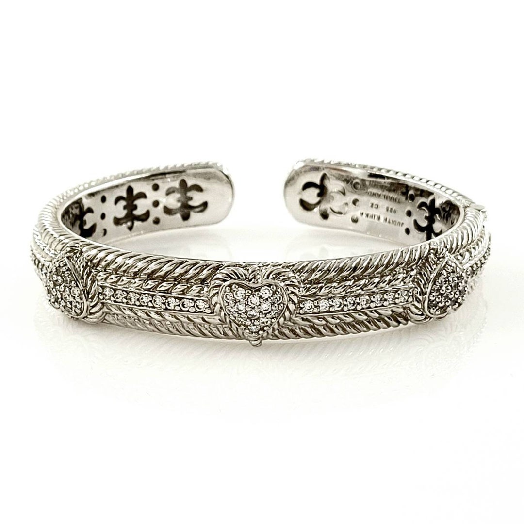 Judith Ripka Three Heart Bracelet Hinged Cuff - Etsy