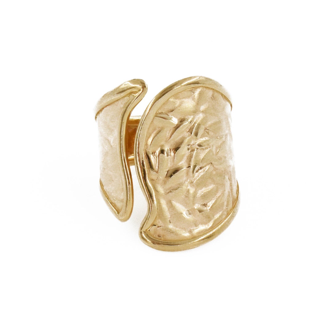 Wide Free-form Gold Ring 14K Gold Vintage Statement Ring - Etsy