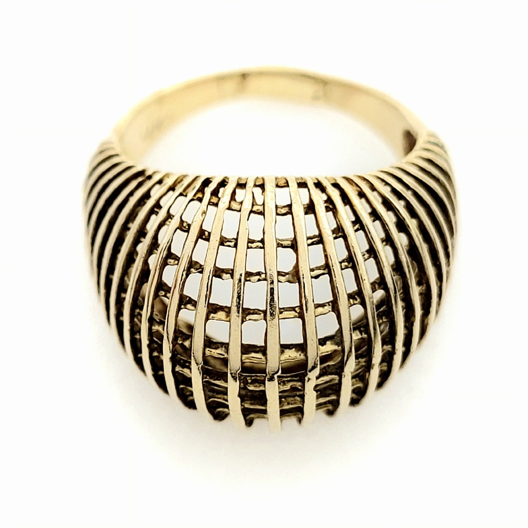 Open Weave Gold Dome Ring, Vintage, Estate, Retro - Etsy