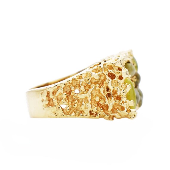 Chrysoberyl Diamond Gold Nugget Ring - Gem