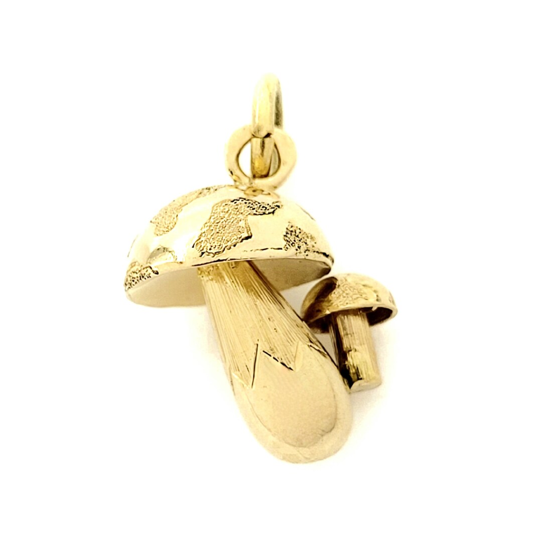 Mushroom Toadstool Gold Pendant Charm 18k Vintage Estate - Etsy
