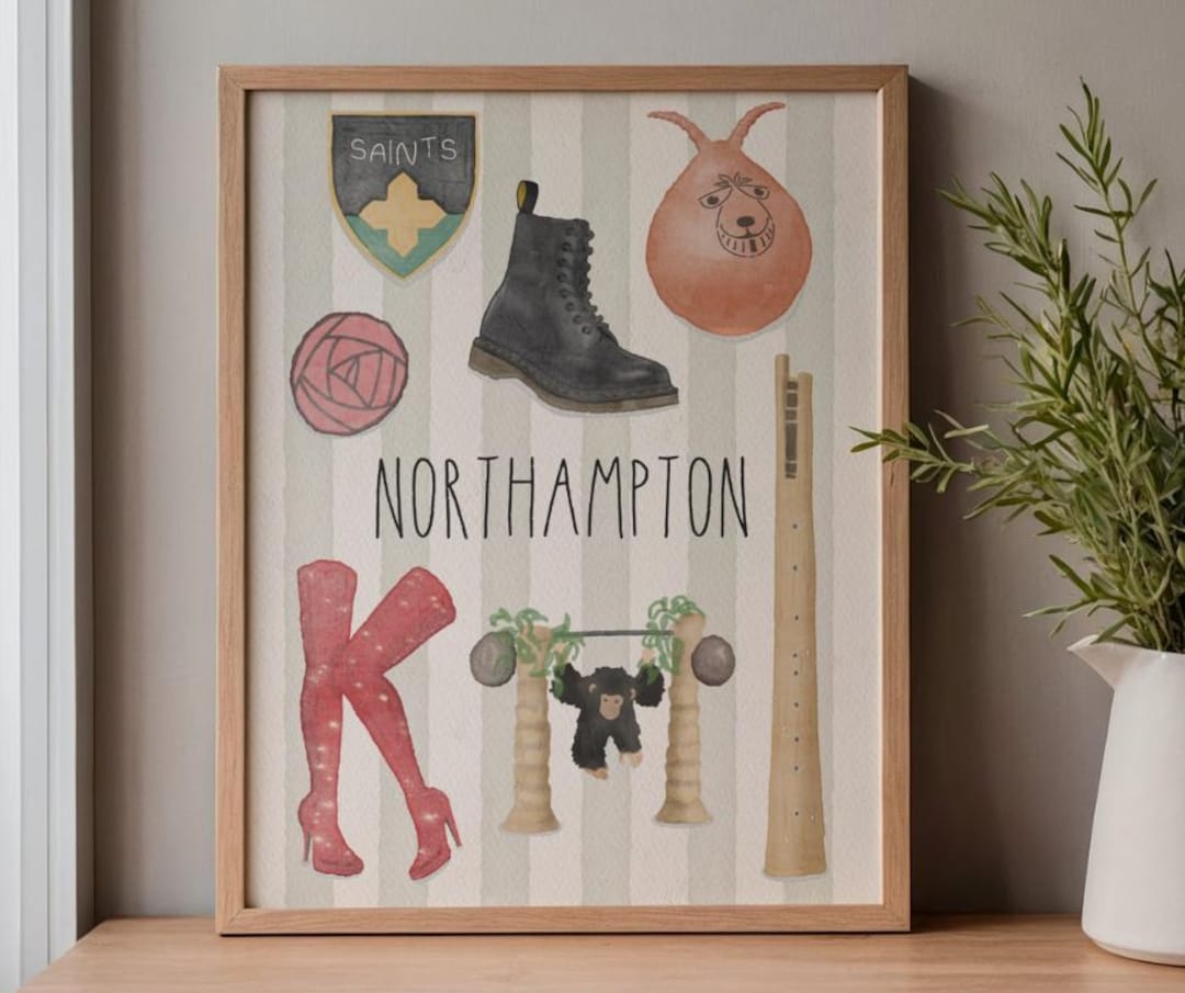 Northampton Illustrated Print | Northamptonshire Wall Art | Local ...