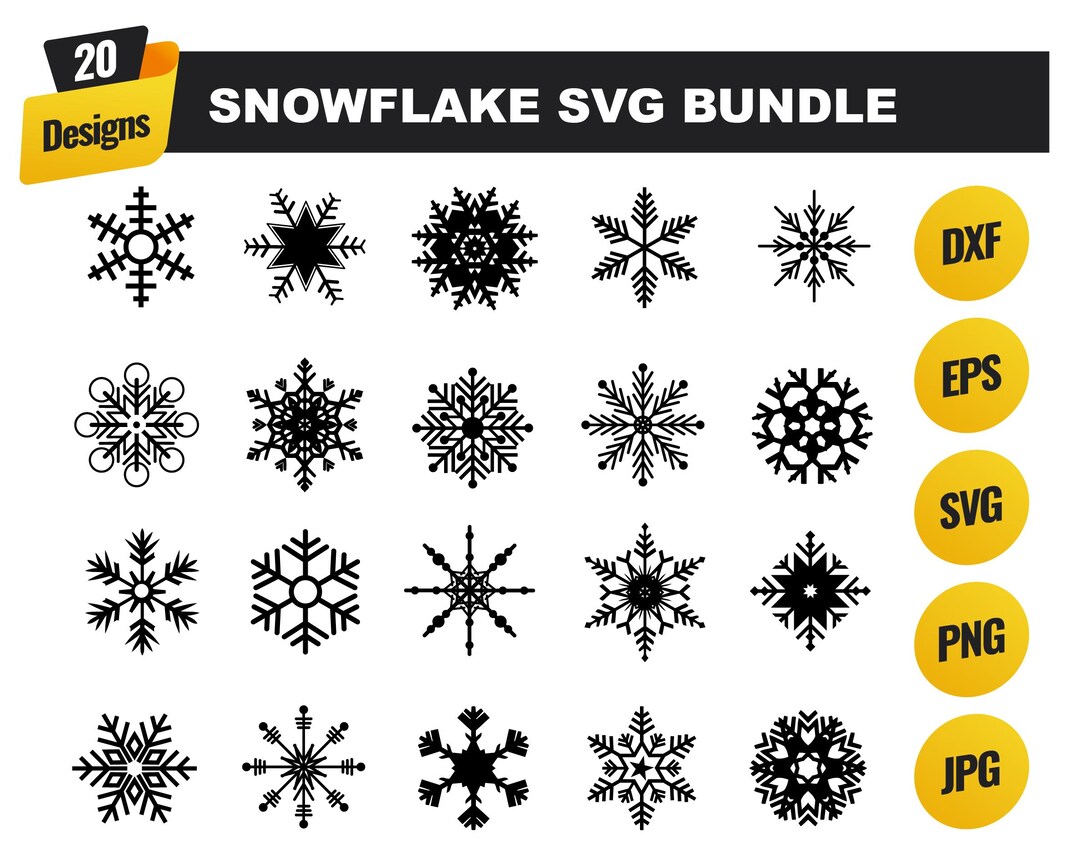 Snowflake SVG Bundle: 20 Winter Flake Designs (digital Download - Etsy