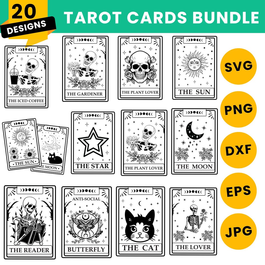 Tarot Cards Funny Bundle SVG, Tarot Cards Svg, Tarot Bundle Svg, Funny ...