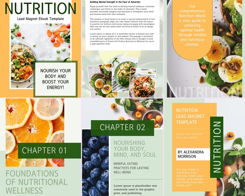 Nutrition Ebook Template, Digital Recipe Book, DIY Ebook Design, Health ...