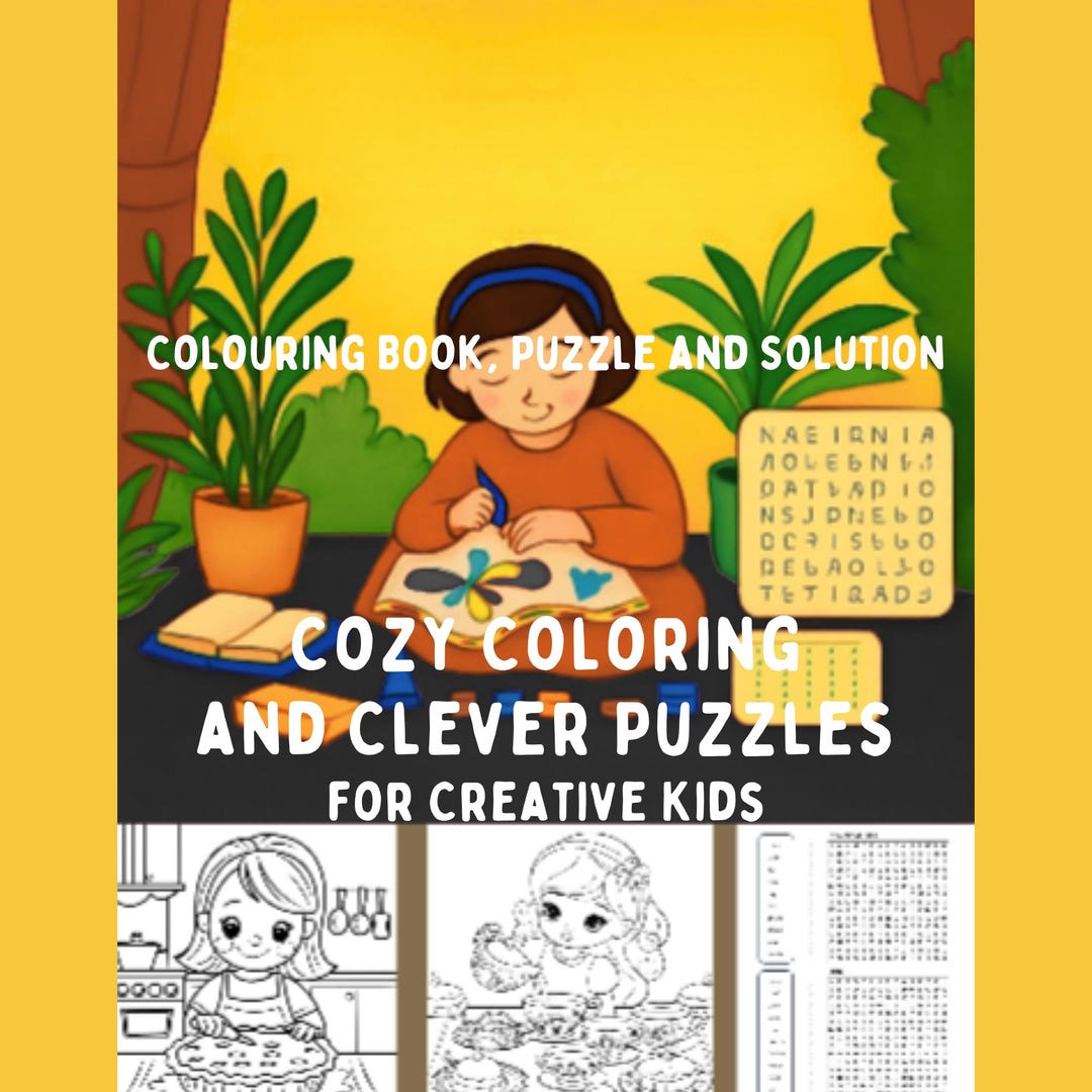 Cozy Coloring Book & Puzzle With Solutions (digital Download) - Etsy