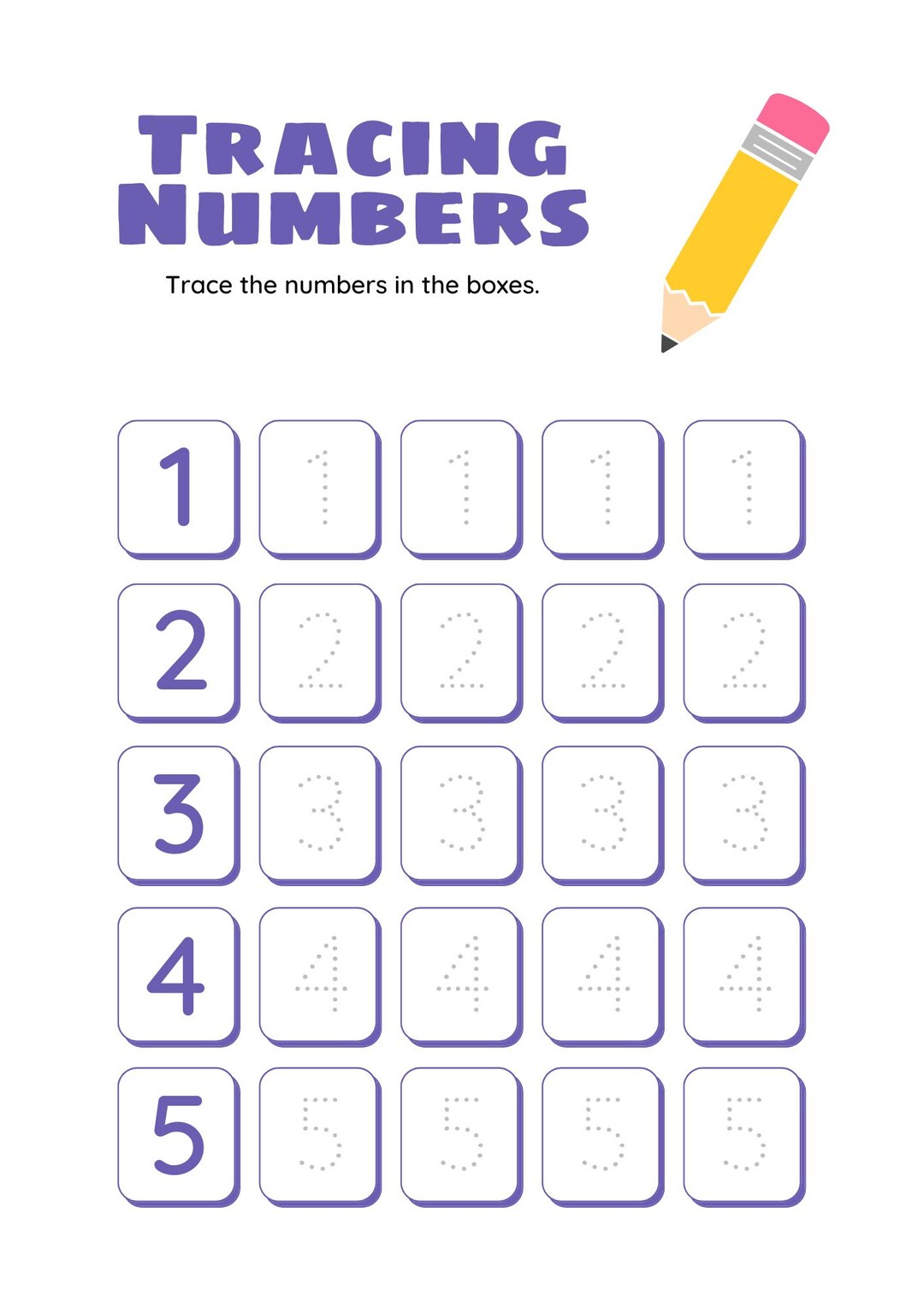 Number Tracing 1-20 Worksheet | Number Practice Download | Numbers for ...