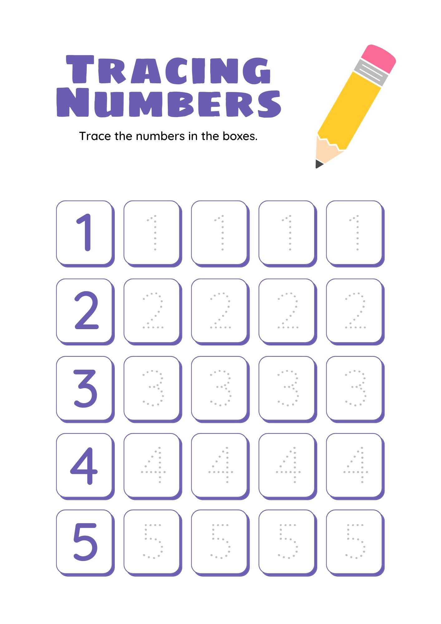 Number Tracing 1-20 Worksheet | Number Practice Download | Numbers for ...