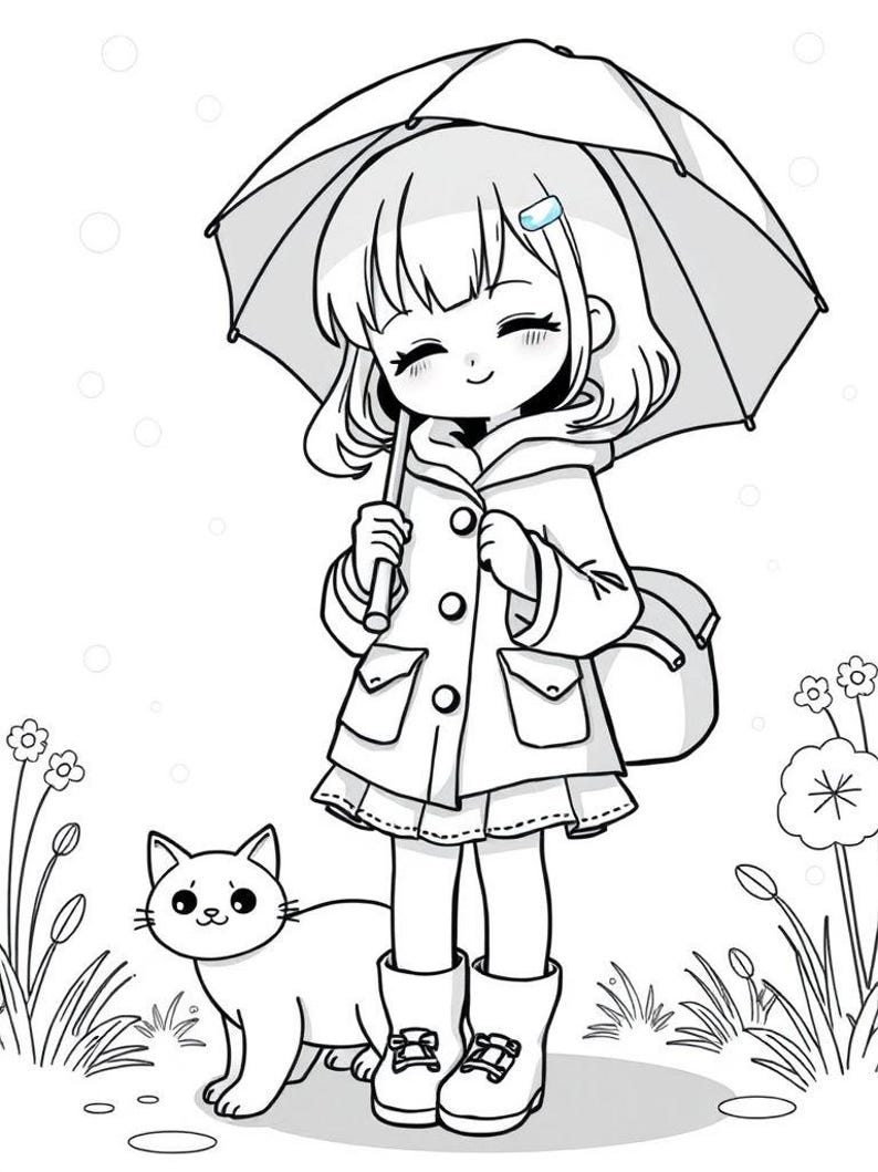 Cute Small Girl Coloring Pages for Kids - Etsy