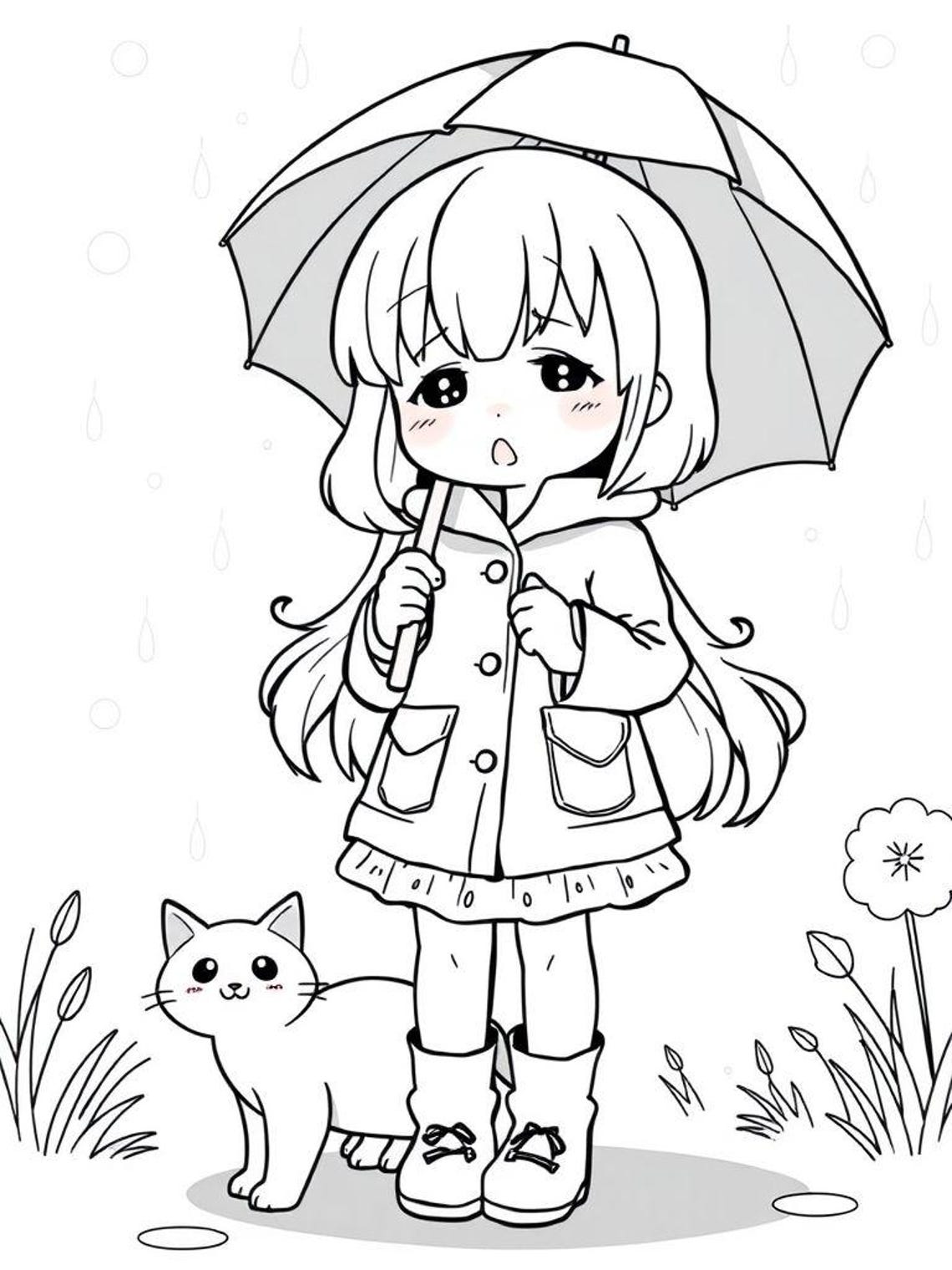Cute Small Girl Coloring Pages for Kids - Etsy