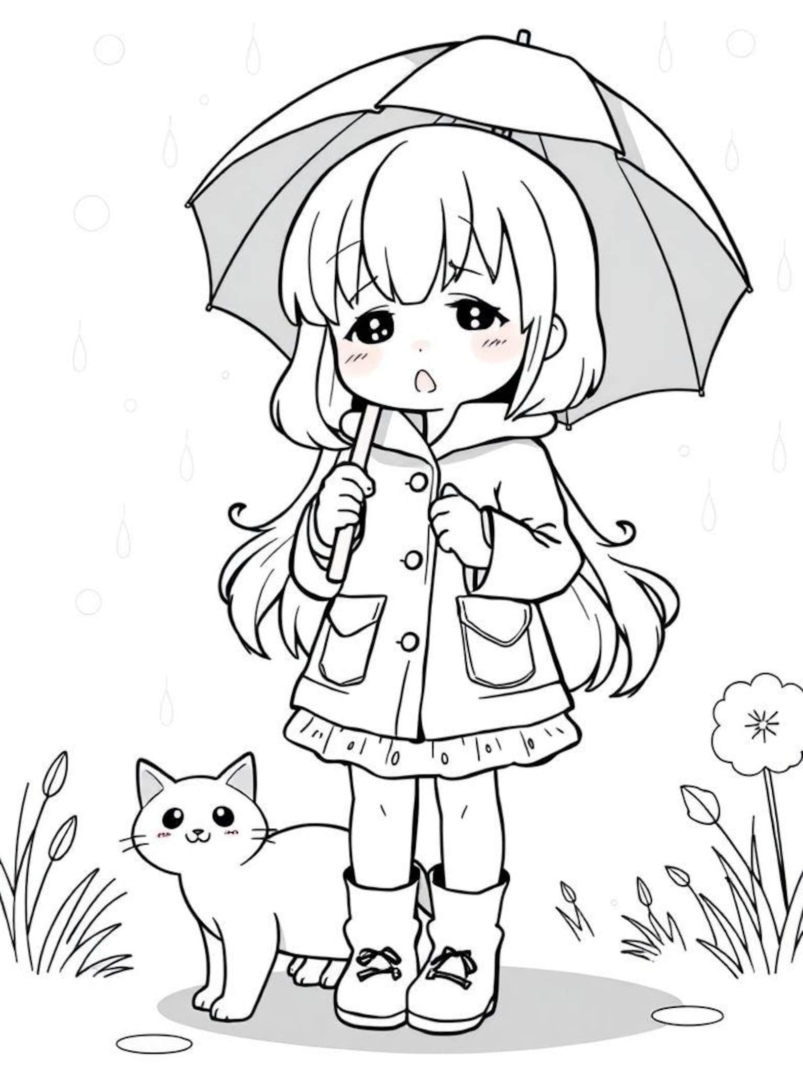 Cute Small Girl Coloring Pages for Kids - Etsy