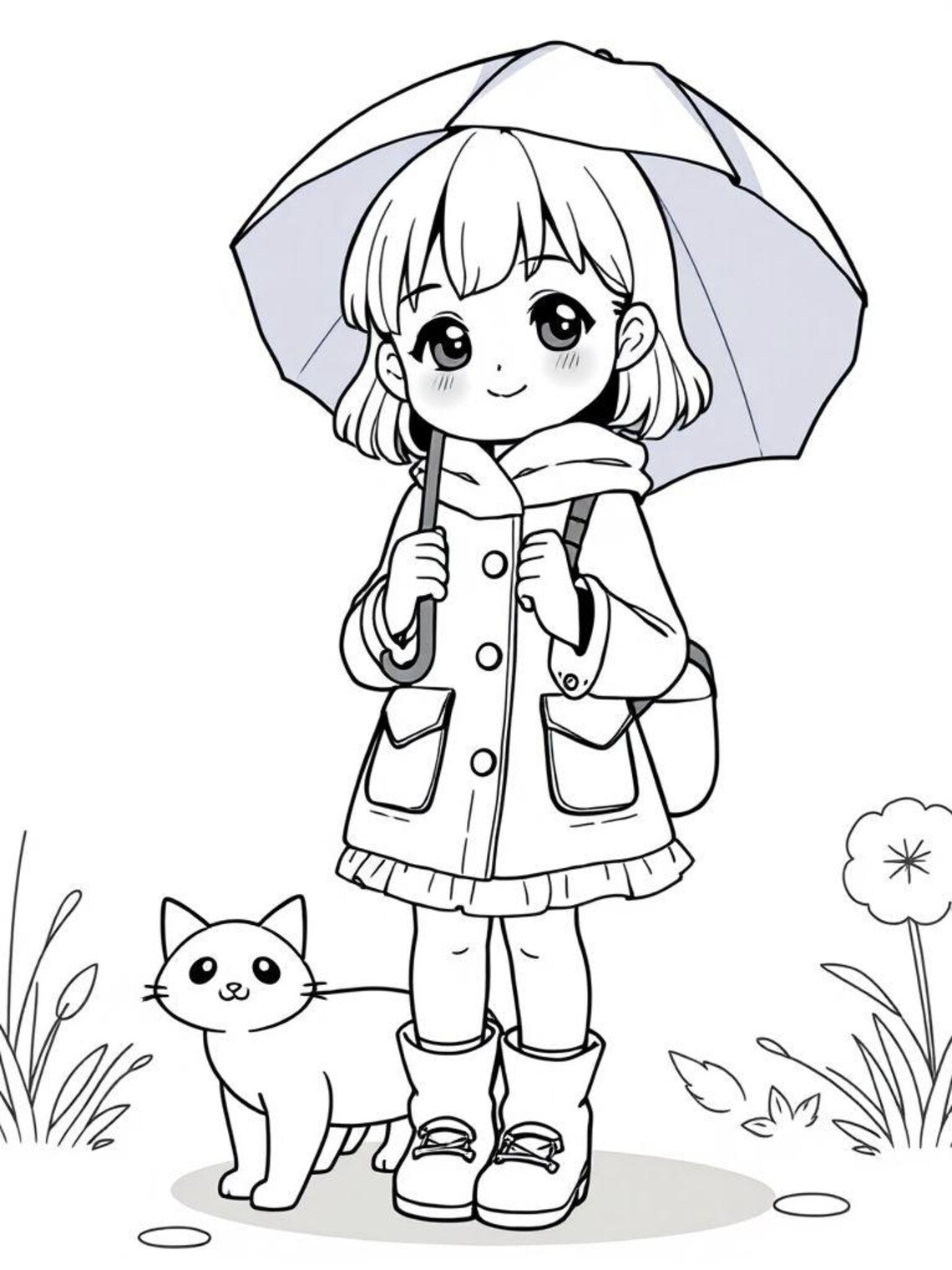 Cute Small Girl Coloring Pages for Kids - Etsy