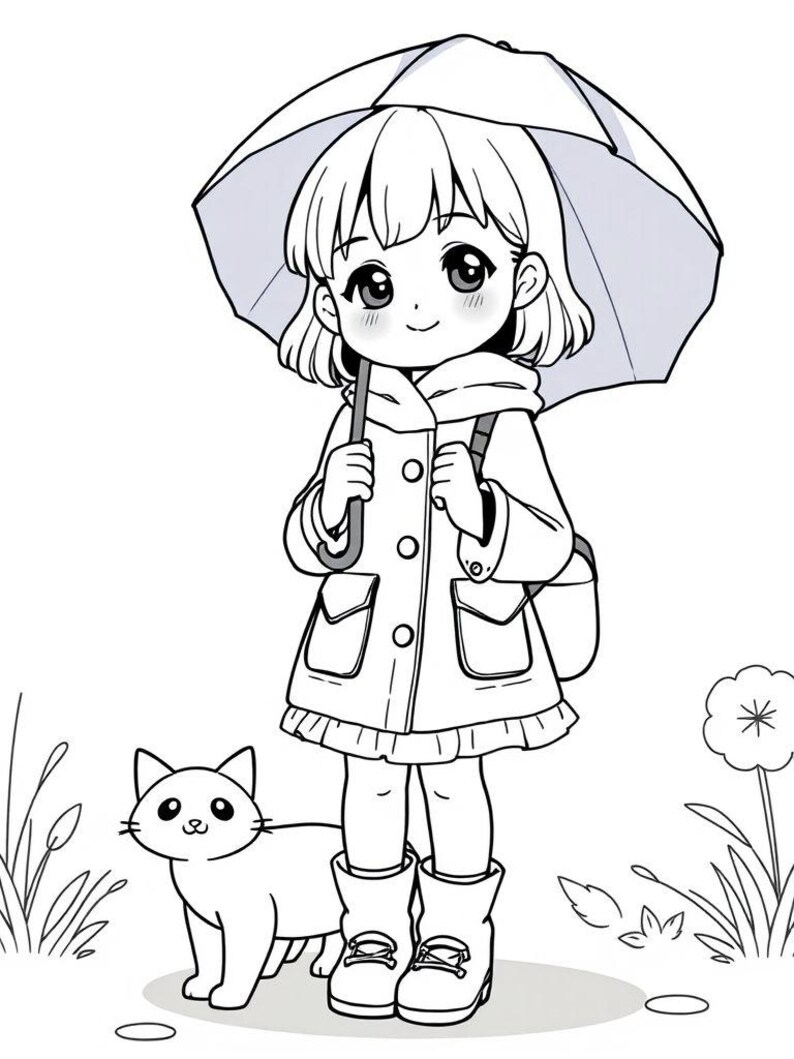 Cute Small Girl Coloring Pages for Kids - Etsy