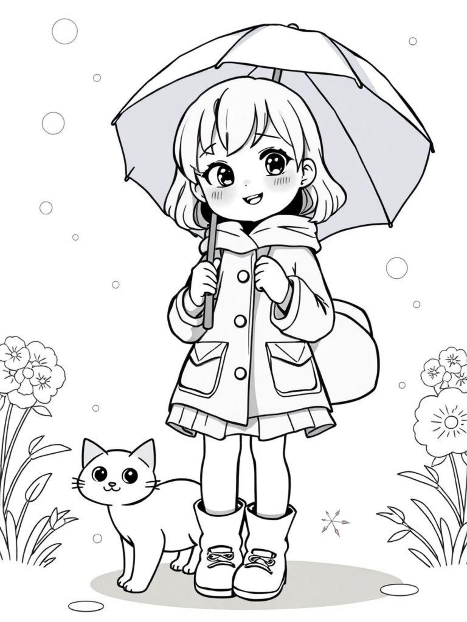 Cute Small Girl Coloring Pages for Kids - Etsy