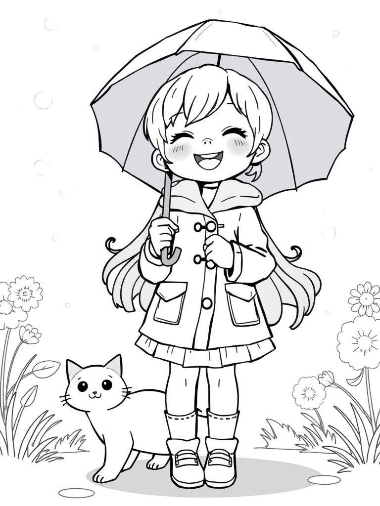 Cute Small Girl Coloring Pages for Kids - Etsy