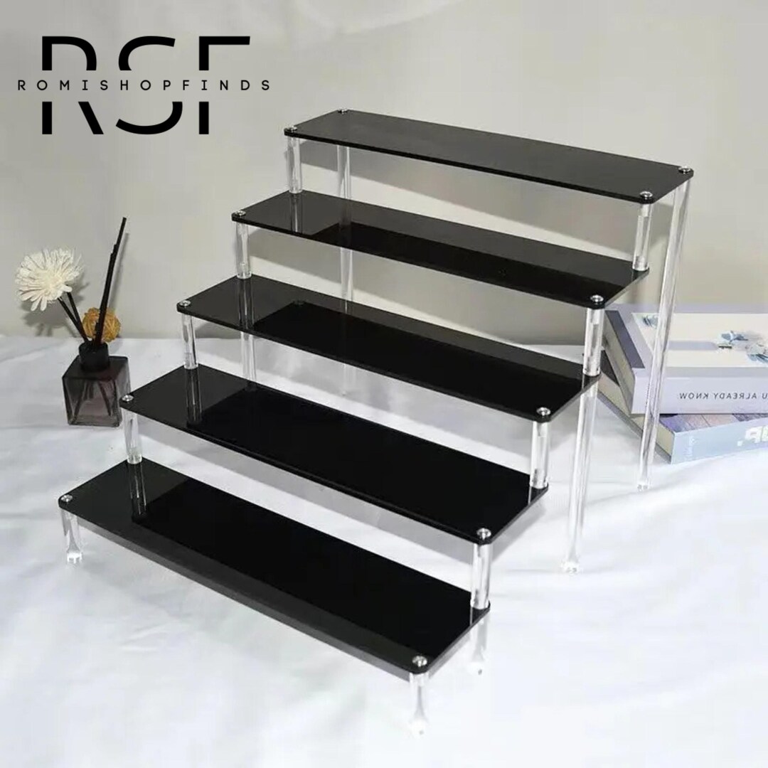 1-5 Layer Acrylic Display Risers, Black Shelf Cupcake Display Stand for ...