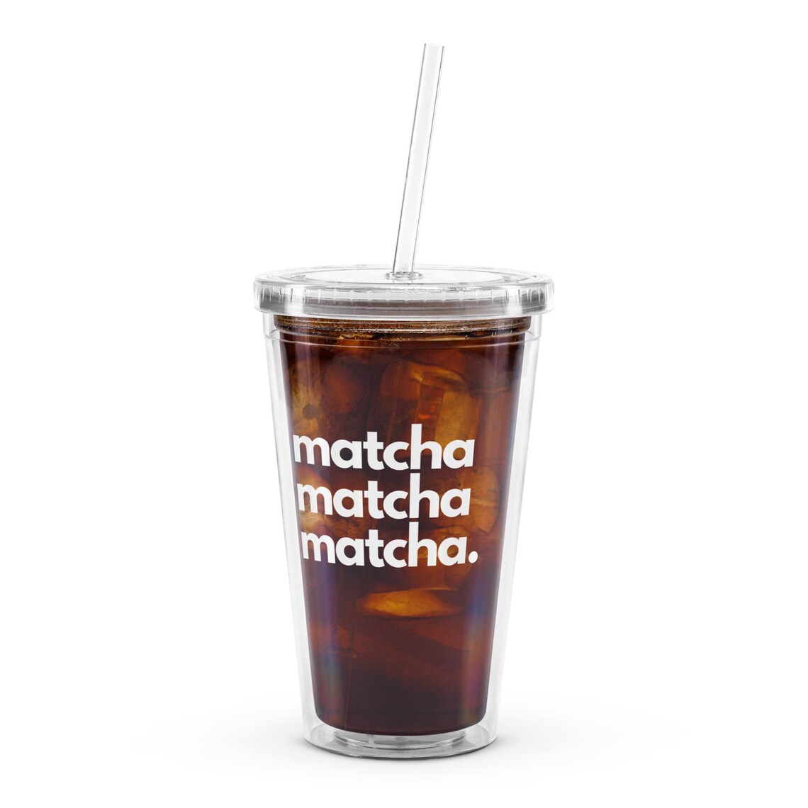 MATCHA MATCHA - Clear Plastic Reusable Tumbler Cup With Straw and Spill ...