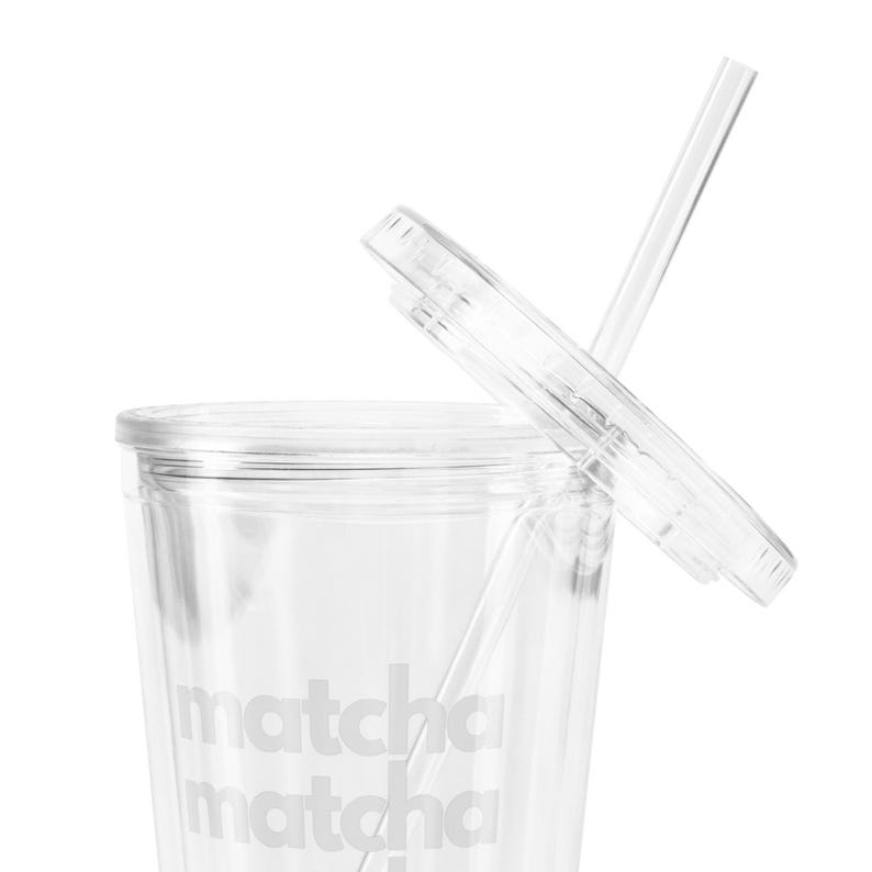 MATCHA MATCHA - Clear Plastic Reusable Tumbler Cup With Straw and Spill ...
