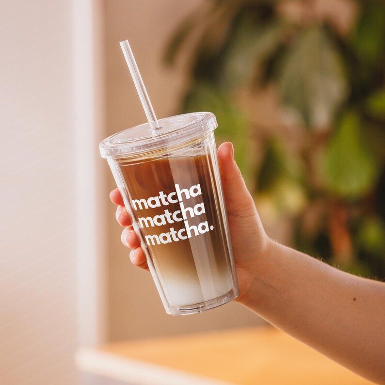 MATCHA MATCHA - Clear Plastic Reusable Tumbler Cup With Straw and Spill ...