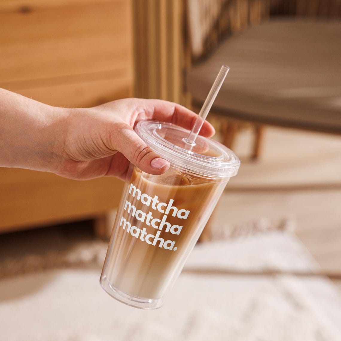 MATCHA MATCHA - Clear Plastic Reusable Tumbler Cup With Straw and Spill ...