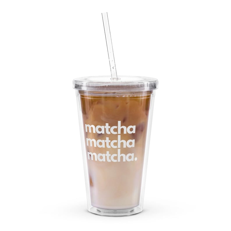 MATCHA MATCHA - Clear Plastic Reusable Tumbler Cup With Straw and Spill ...