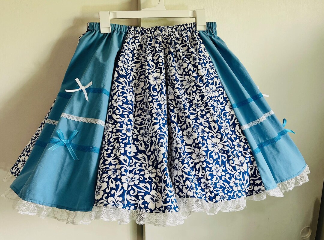 Handmad Vintage Inspired Blue Aloha Full Circle Skirt - Etsy