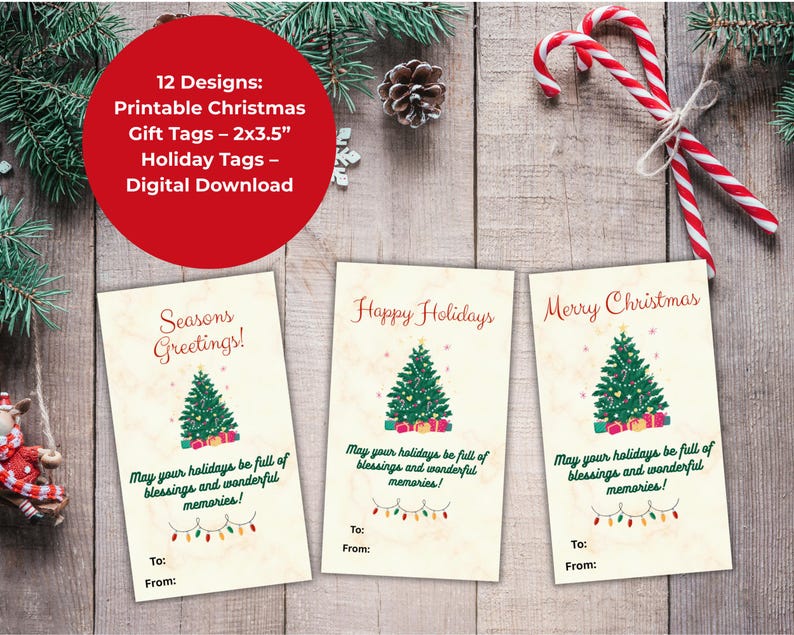 Christmas Gift Tags, Printable Holiday Labels (digital Download) - Etsy