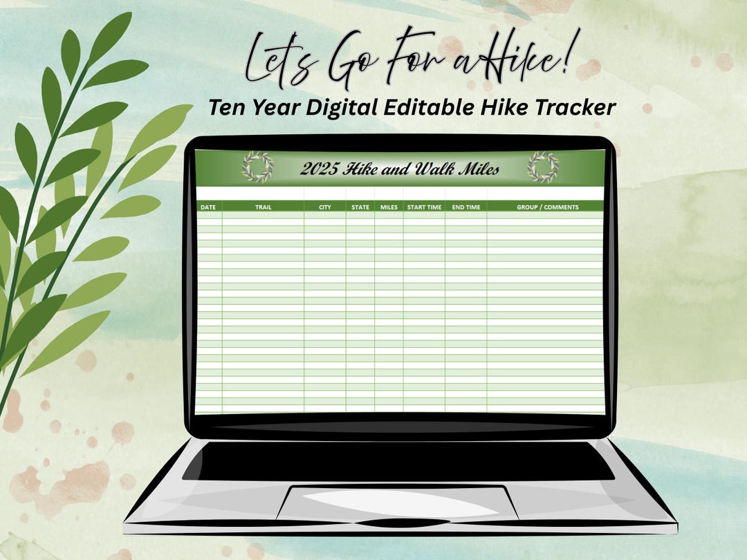Editable Hiking Logbook | Digital Hiking Planner | Mileage Trail ...