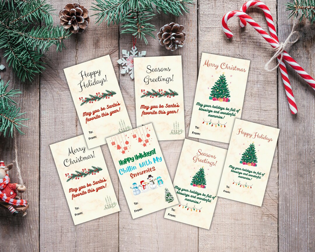 Merry Christmas Gift Tags, Printable Holiday Gift Tags - Etsy