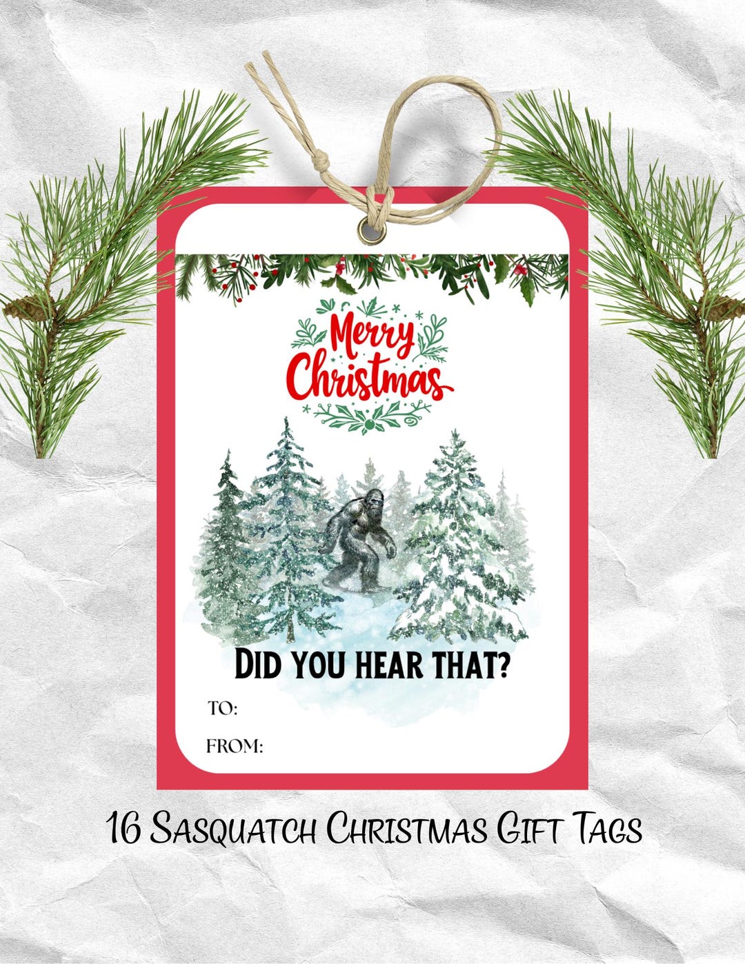 Sasquatch Christmas Gift Tags, Bigfoot Christmas Gift Tags (digital ...