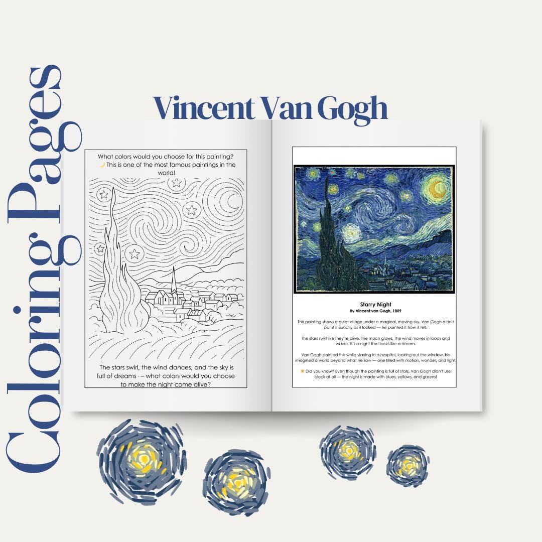 Van Gogh Coloring Book – Printable Art History Activity for Kids ...