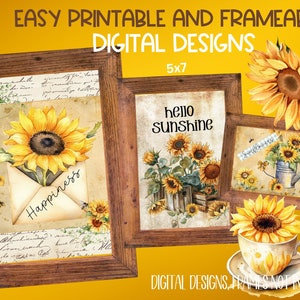 Sunflower Printable Digital Downloads for Crafting, Summer or Fall ...