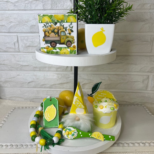 Lemon Tiered Tray Decor - Etsy