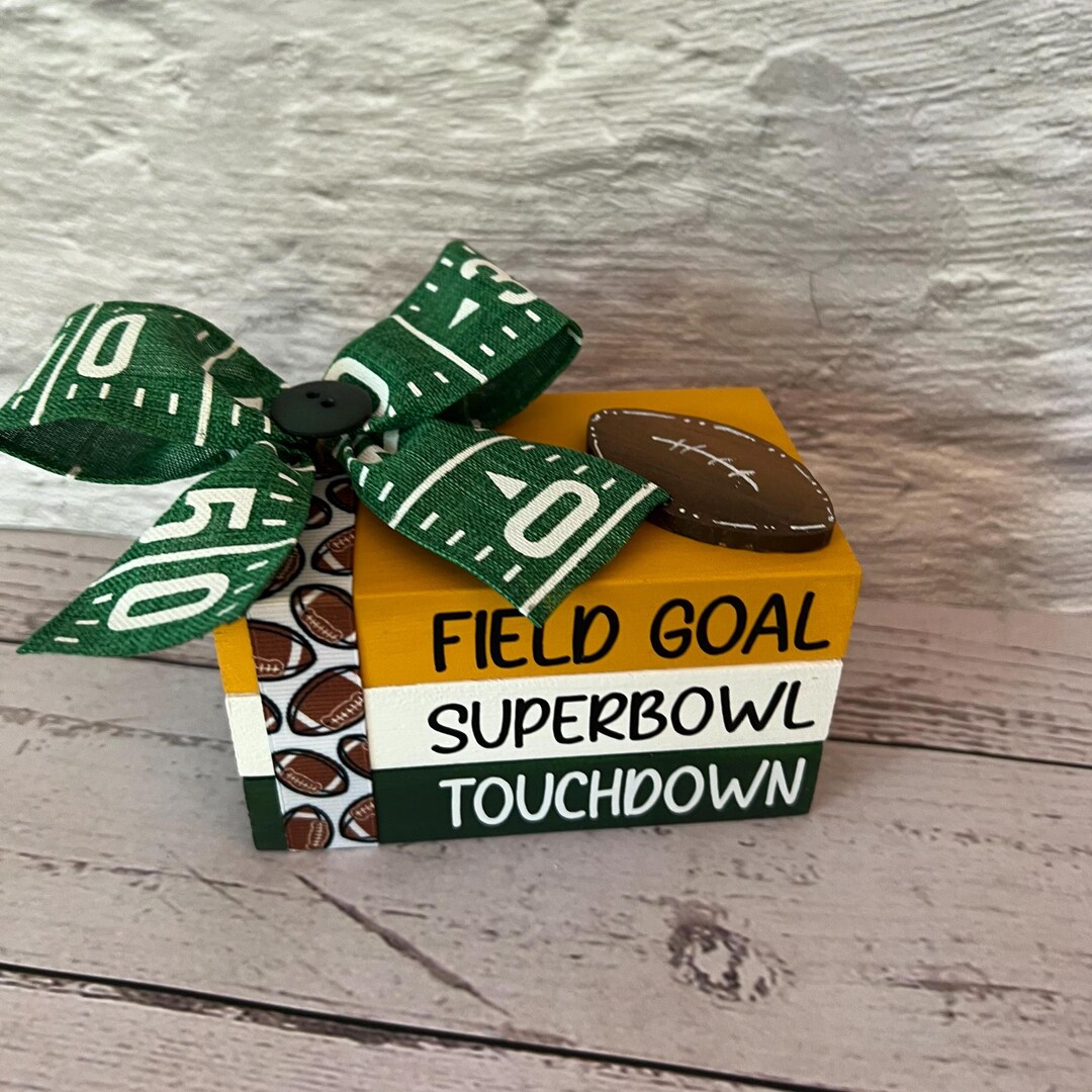 Football Tiered Tray Decor, Mini Wood Faux Book Stack, Team Colors - Etsy