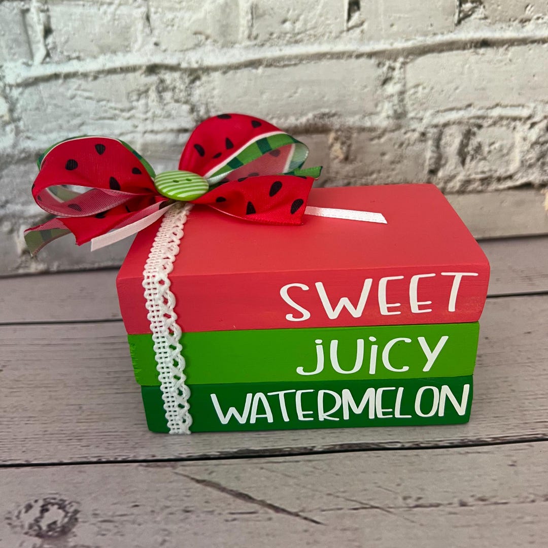 Watermelon Decorations, Watermelon Mini Faux Book Stack Shelf Sitter or ...