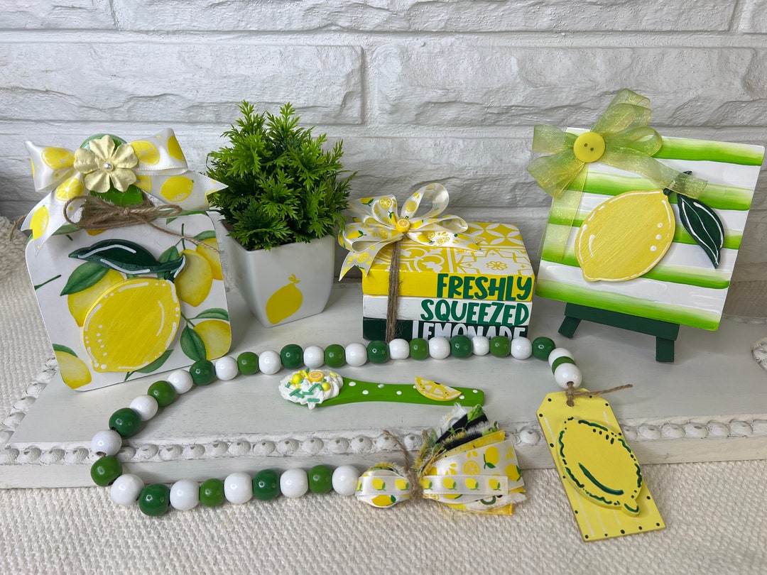 Fresh Squeezed Lemonade Tiered Tray Decor, Lemon Theme Decorations ...