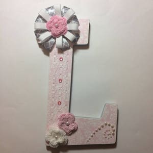 Decorative Pink and Gray Wood Letters for Nursery Name Decor ...