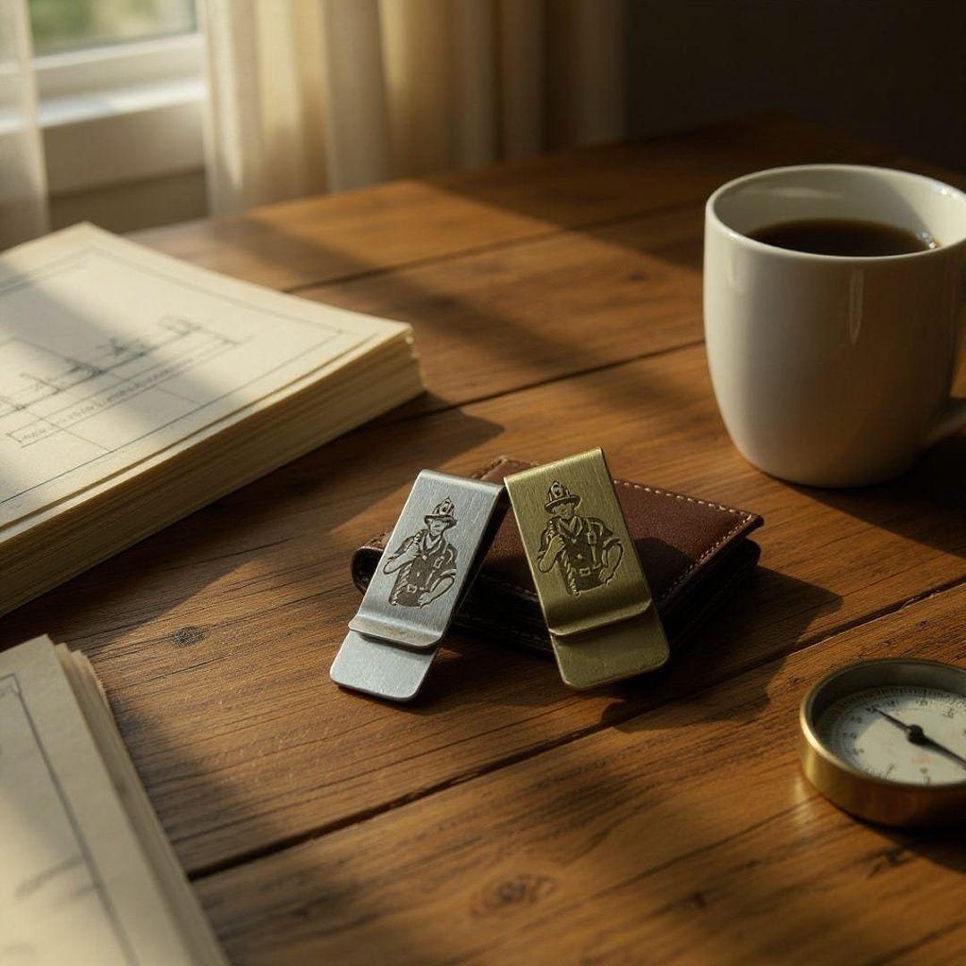 Laser Etched Firefighter Money Clip, Stainless Steel EDC, Silver or ...